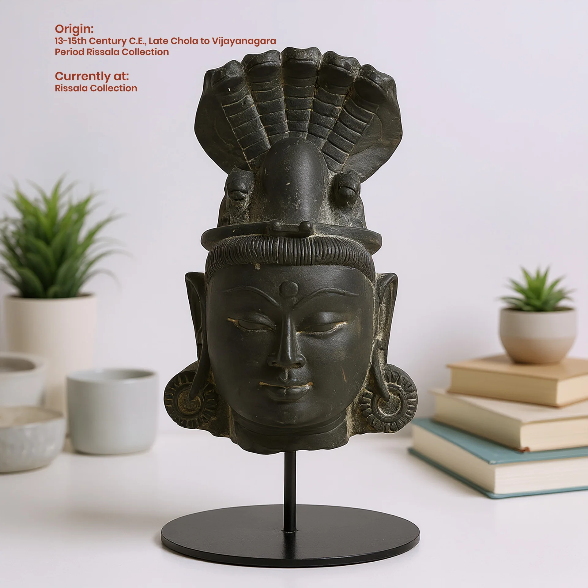 Bust of a Shiva Lingam, Nandi, and Serpent Motif - Heritage Artifact